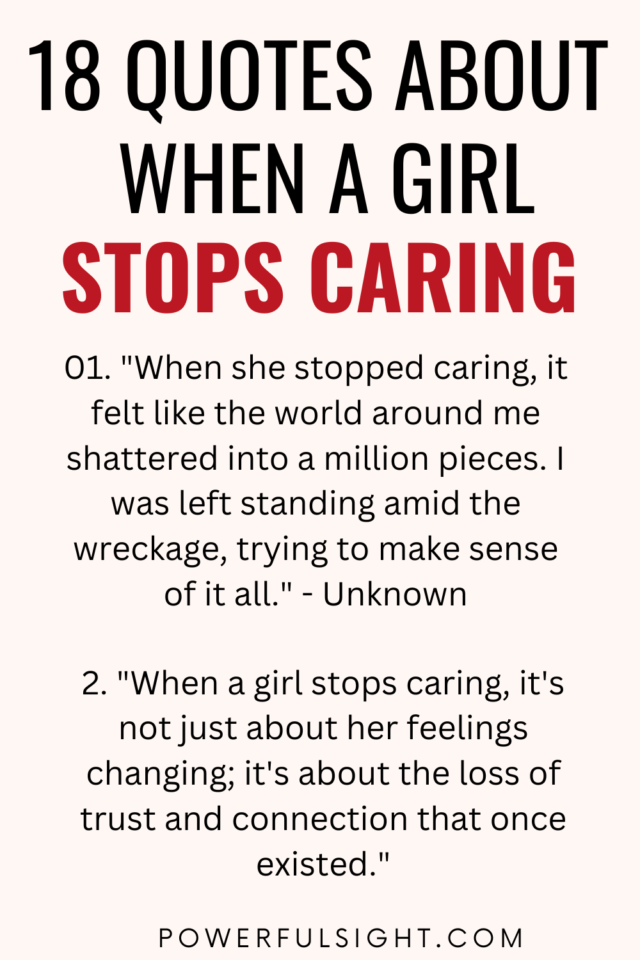 When a Girl Stops Caring Quotes - Powerful Sight